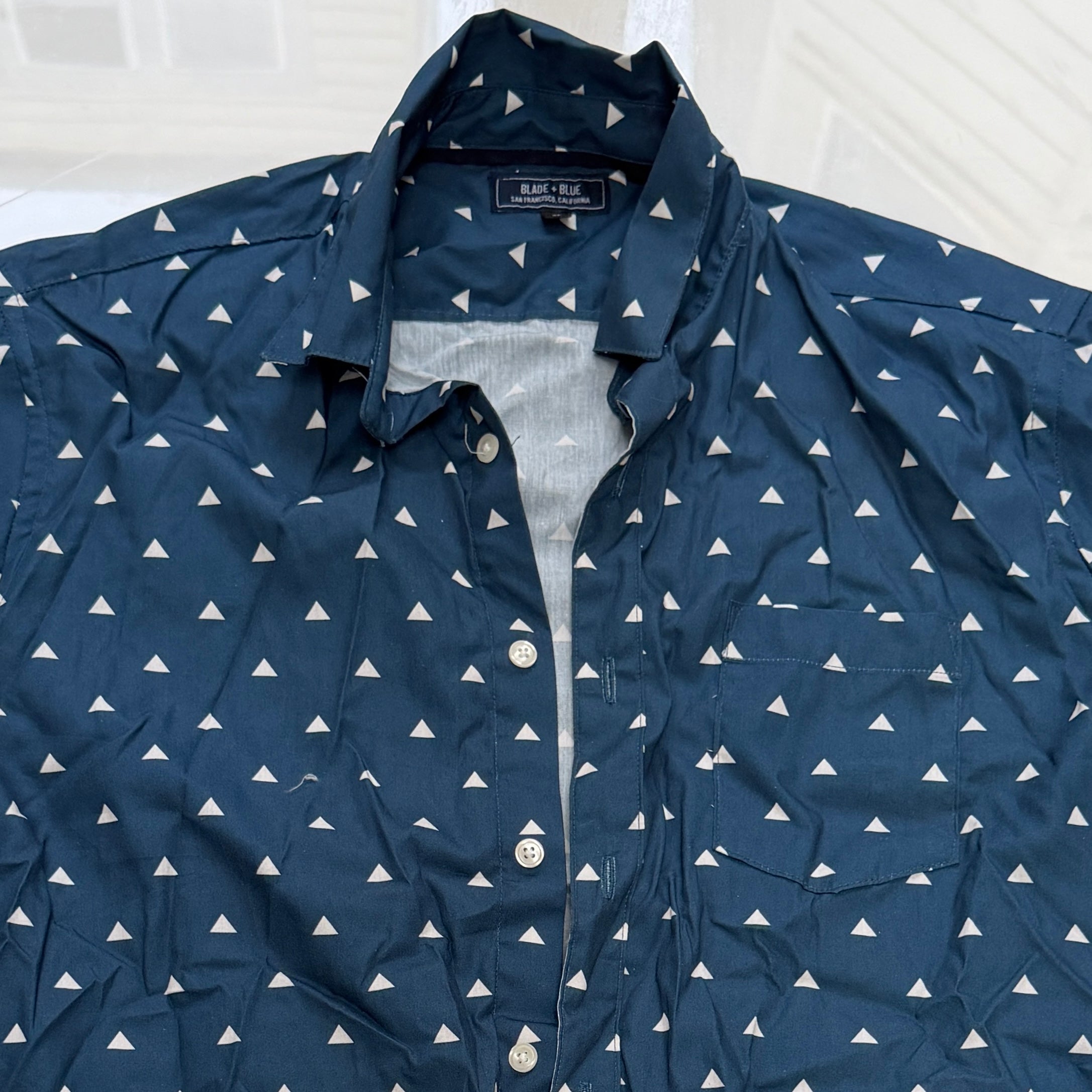 Sample Sale #21 : ***Blue Triangles Japanese Print Short Sleeve Shirt ...