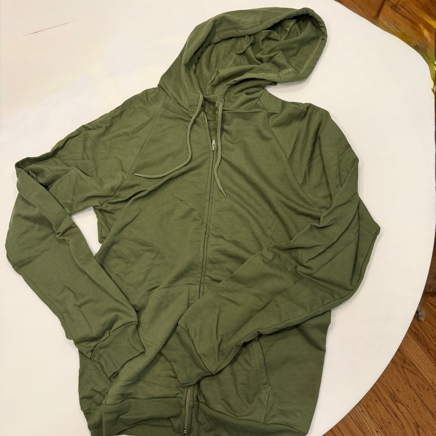 Sample Sale #225 : Olive Green Lightweight Cotton Zip Hoodie: Size Med ...
