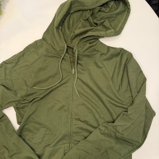 Sample Sale #225 : Olive Green Lightweight Cotton Zip Hoodie: Size Med ...