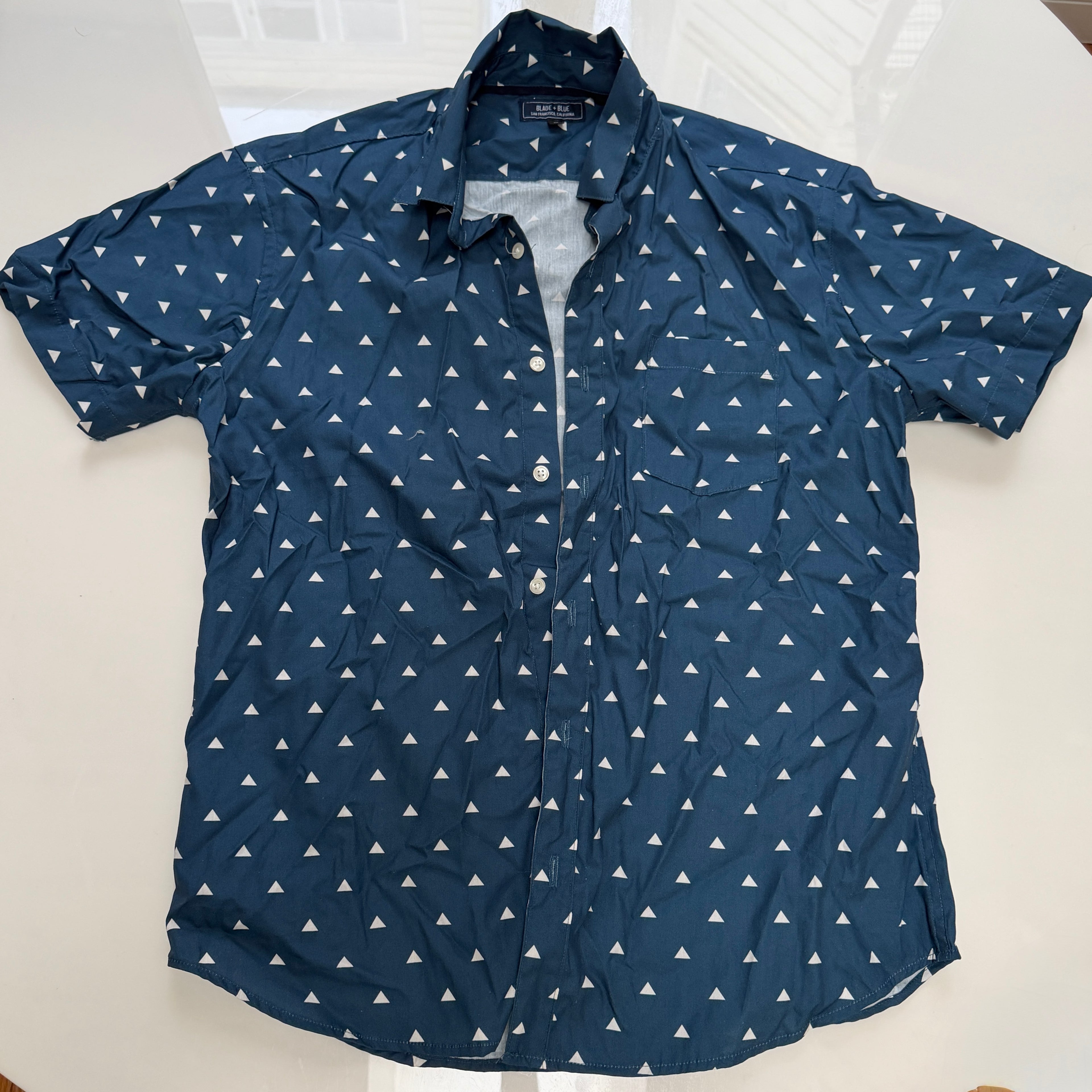 Sample Sale #21 : ***Blue Triangles Japanese Print Short Sleeve Shirt ...