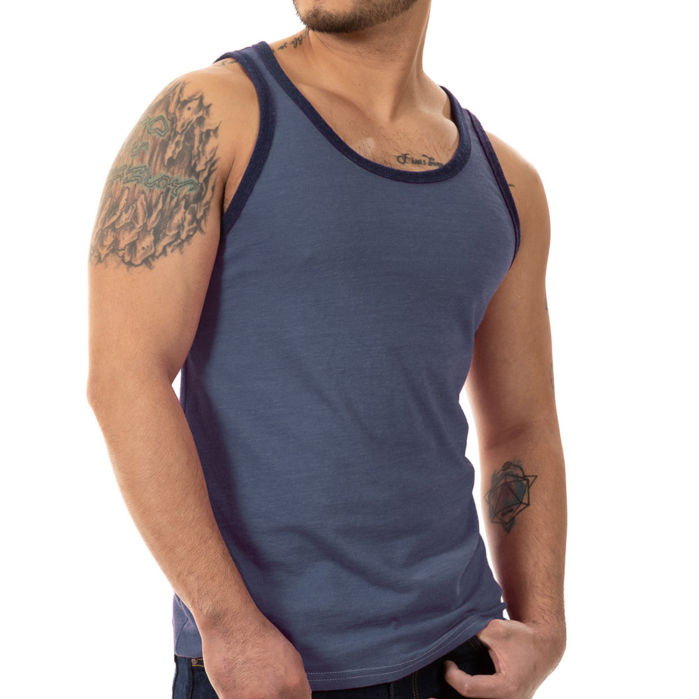 Stone Blue Tri-Blend Varsity Tank Top – Blade + Blue