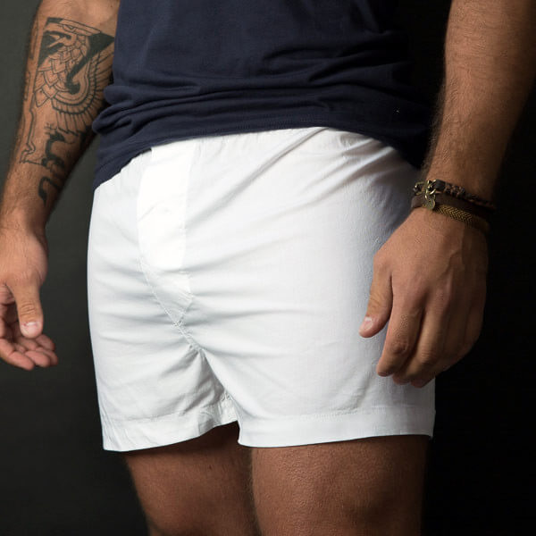 "ERIK" Solid White Slim-Cut Boxer Short - Made In USA – Blade + Blue