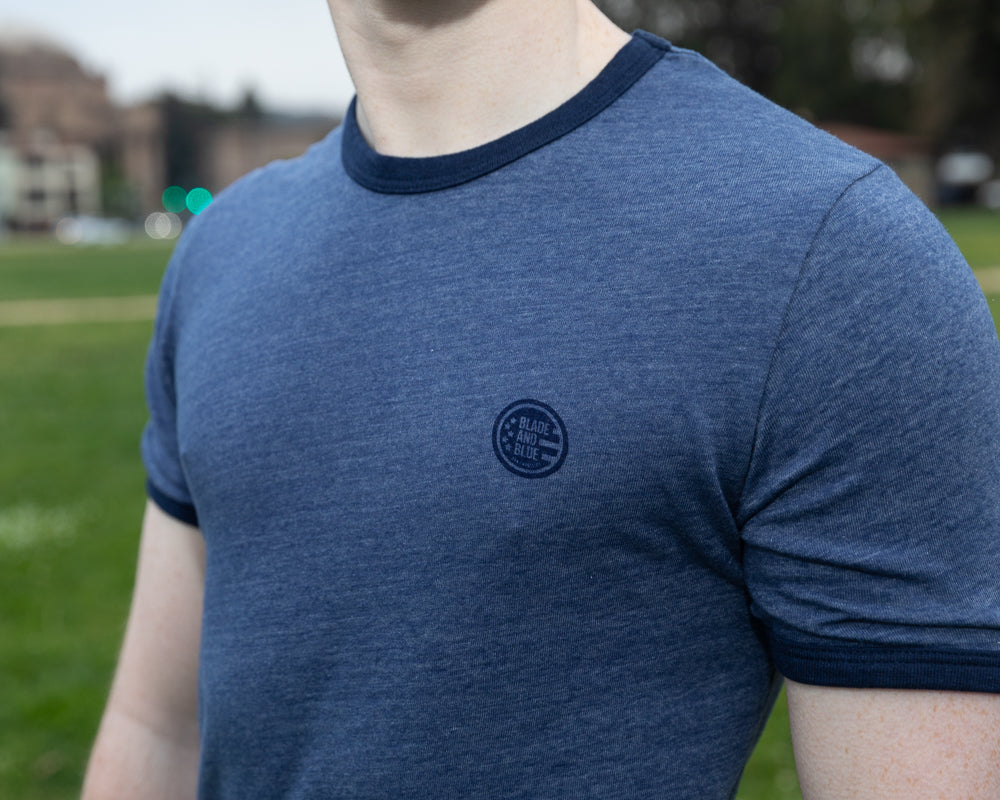 Stone Blue Tri-Blend Varsity Ringer T-Shirt – Blade + Blue