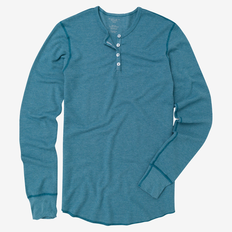 Stone Blue Heather Baby Thermal Long Sleeve Henley Shirt | Made In USA ...